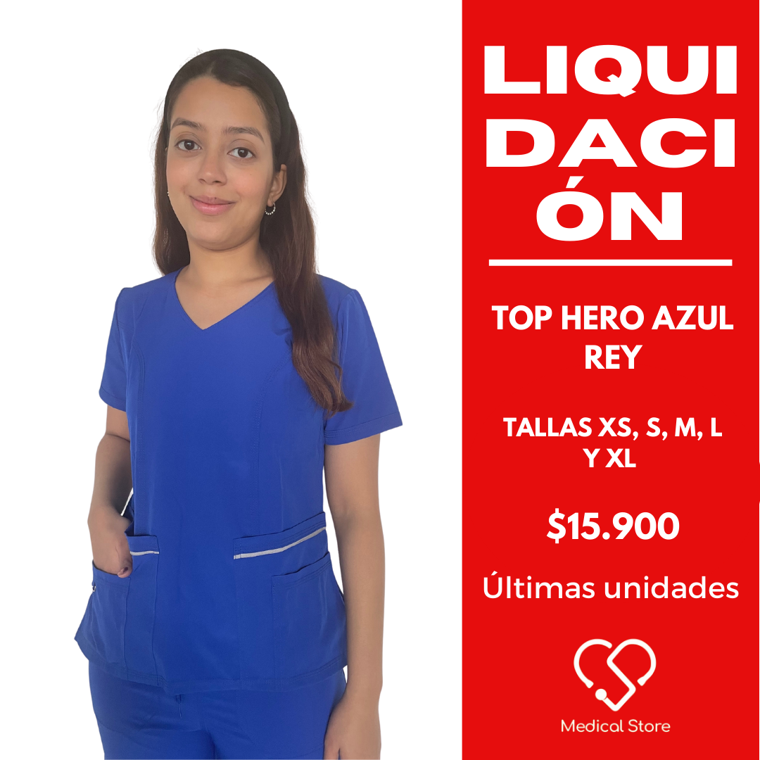 TOP HERO FRANJA GRIS ANTIFLUIDOS AZUL REY | Medical Store SpA