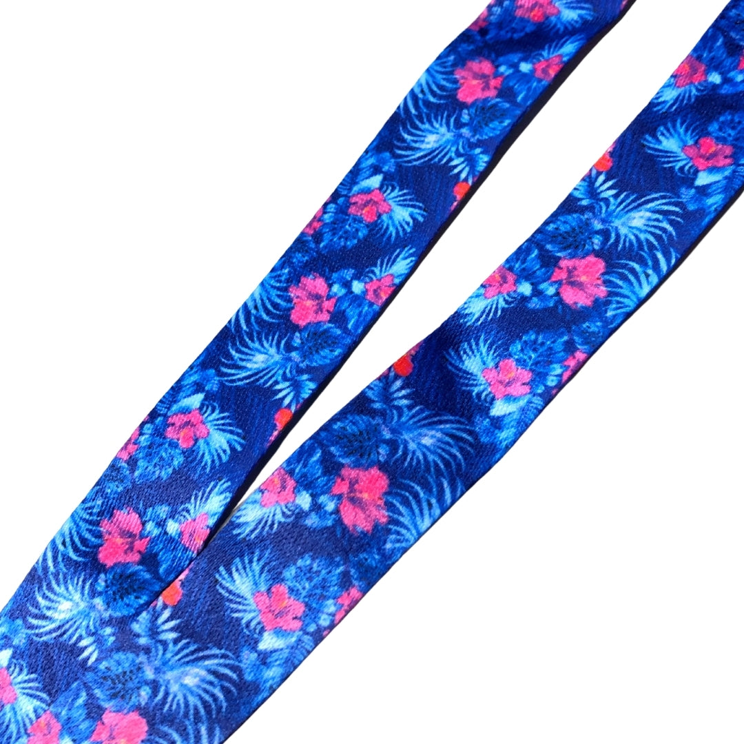 LANYARD AZUL REY CON FLORES HAWAIANAS LP0304 | Medical Store SpA